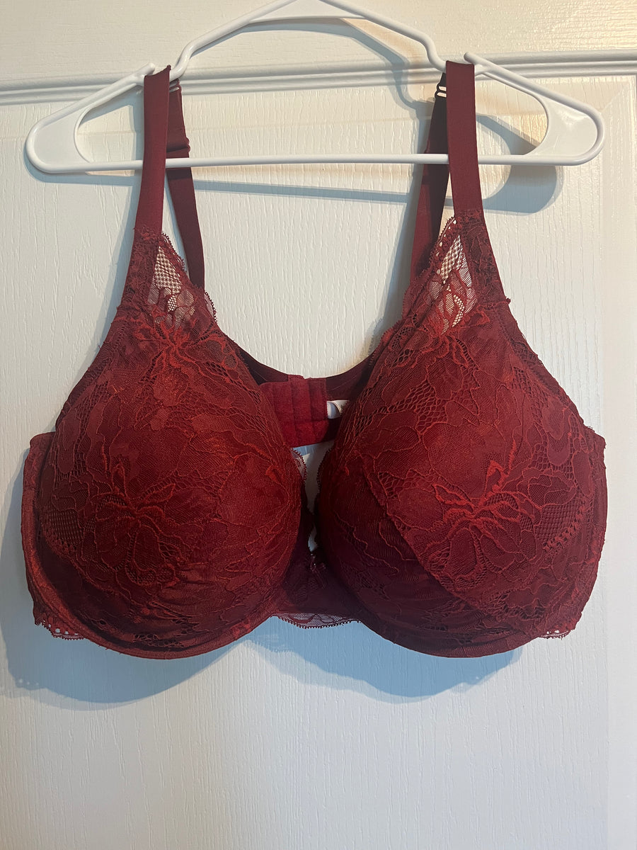 46DD Auden Red Lace Push Up Plunge Coverage Underwire Bra – Thrifty Babes