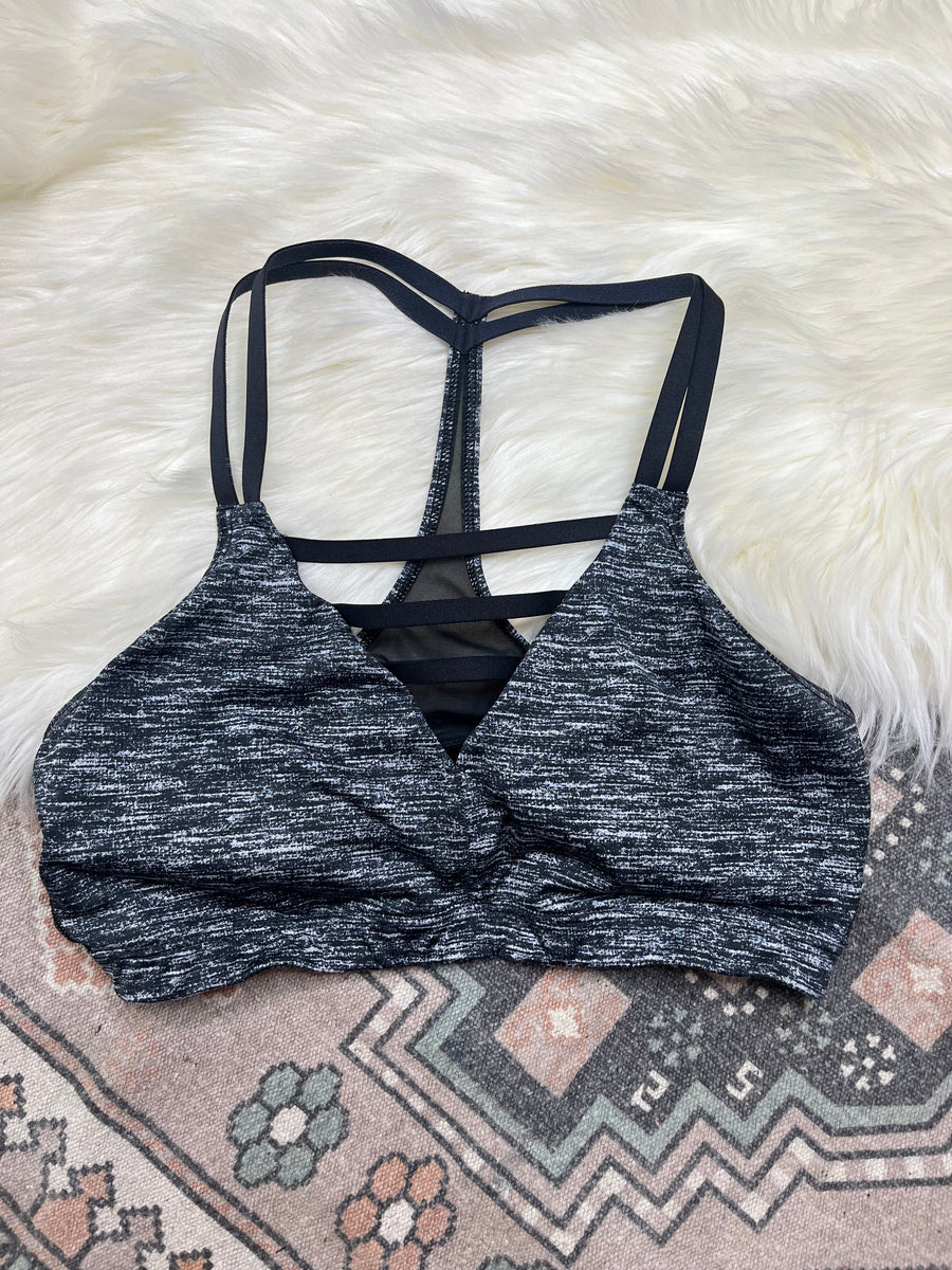 Large Victoria’s Secret Black & Gray Strappy Sports Bra – Thrifty Babes