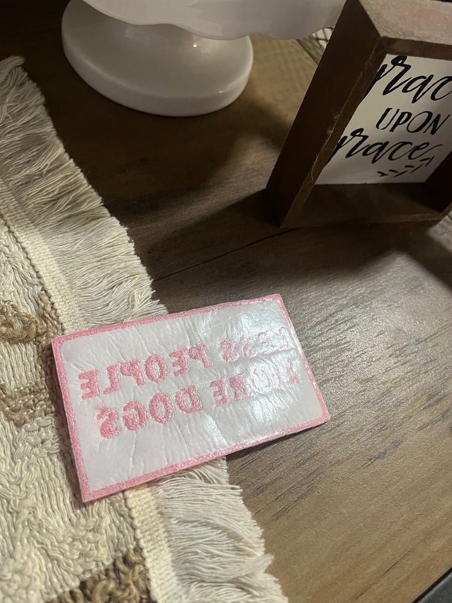 Hot Pink Less People More Dogs Embroidered Iron On Patch – Thrifty Babes