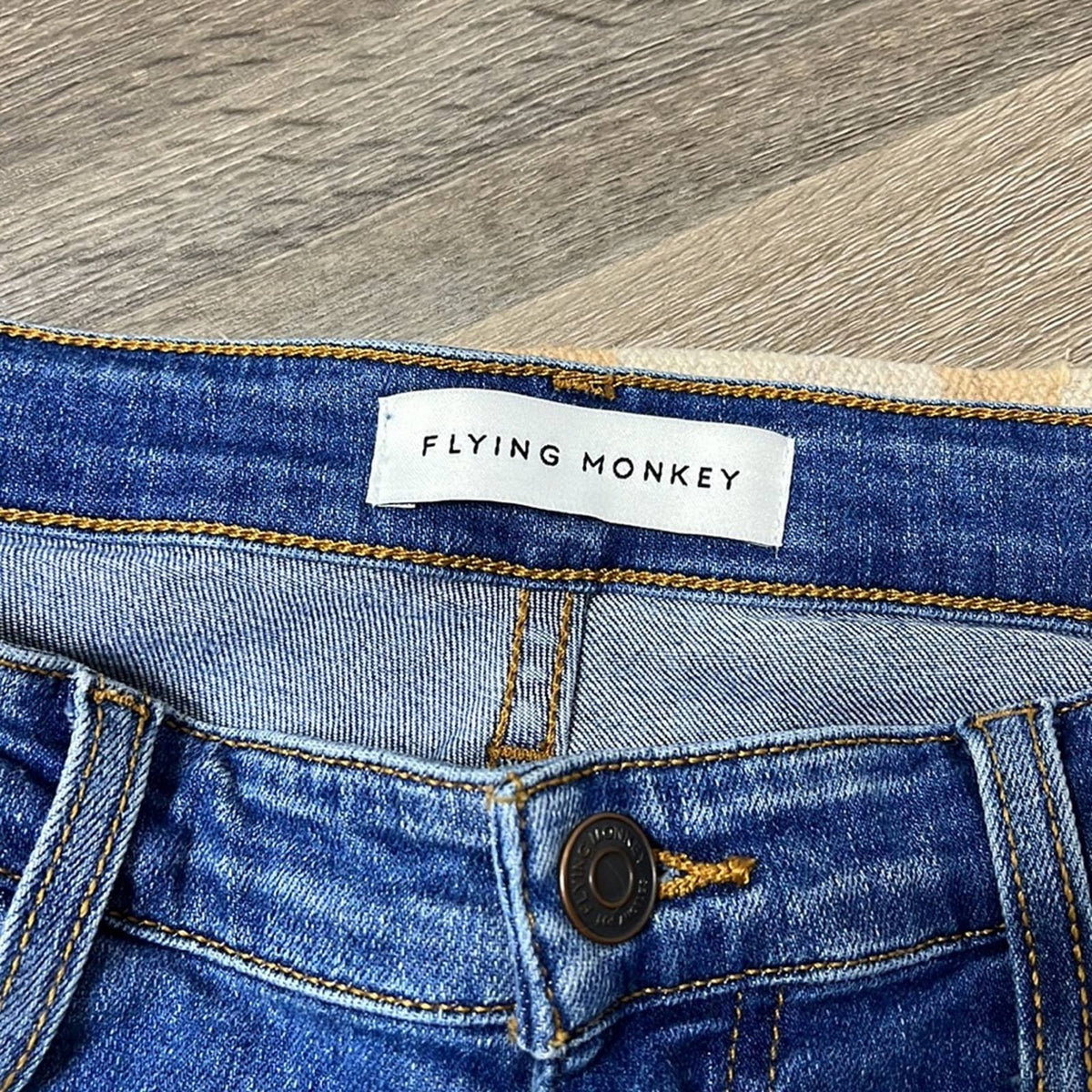 Size 29 Flying Monkey Vertical Pintuck Front Denim Blue Wide Leg Cropp ...