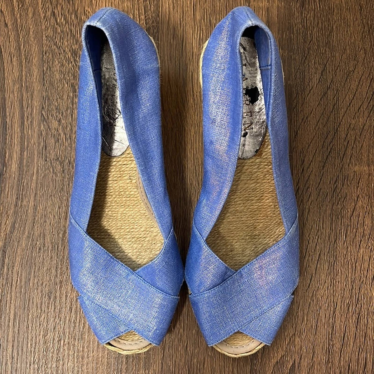Sz 7 Ralph Lauren Cecilia Periwinkle Blue Espadrille Wedge Sandals ...