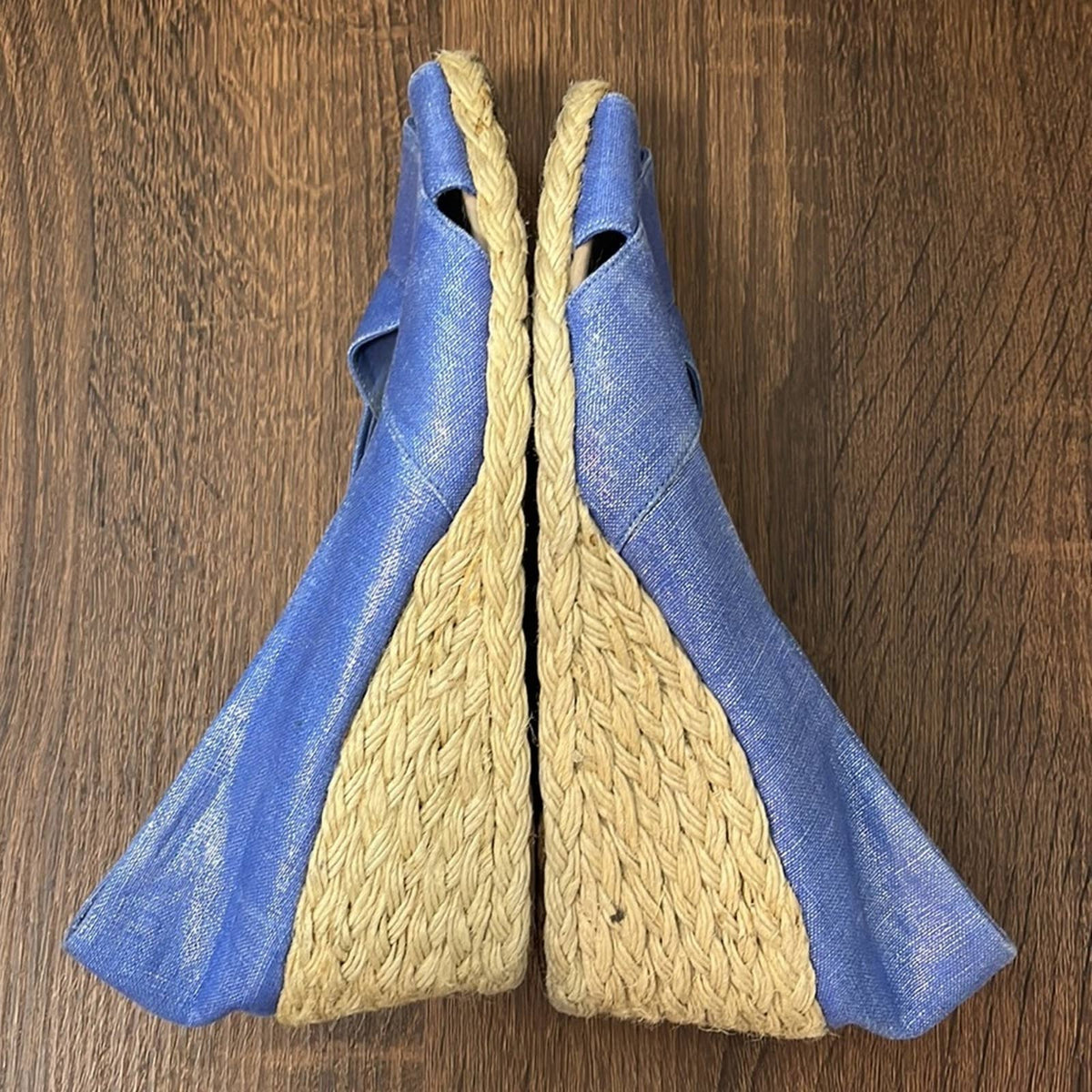 Sz 7 Ralph Lauren Cecilia Periwinkle Blue Espadrille Wedge Sandals ...