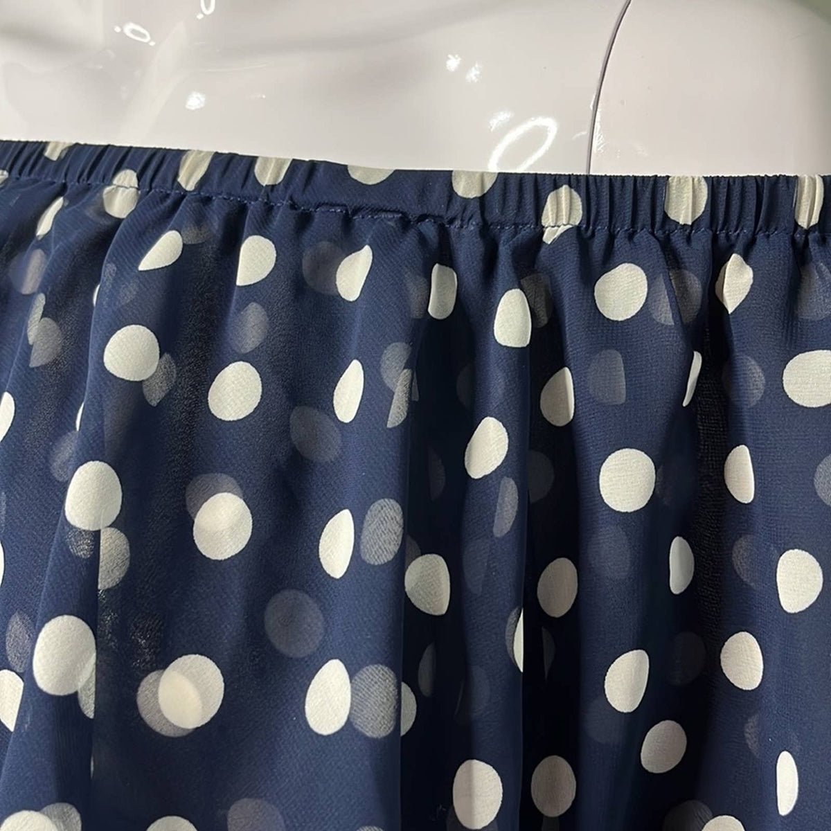 Medium Show Me Your Mumu Navy Blue Ruffle Off Shoulder Chi Chi Top Dip ...